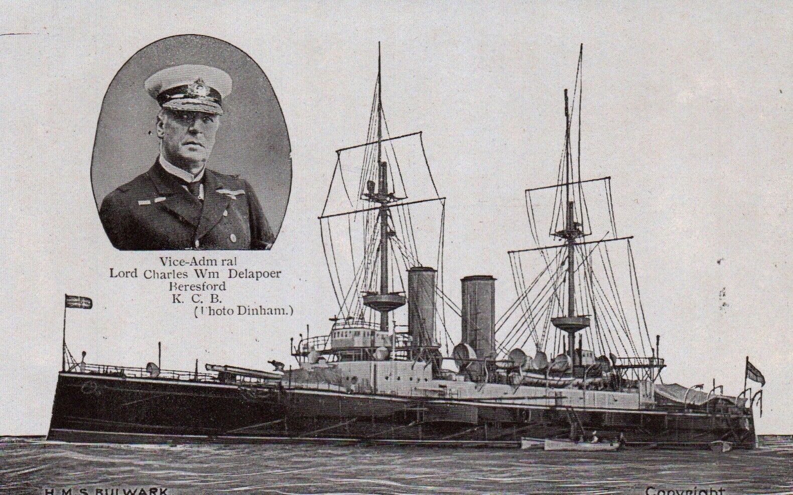 Postcard Royal Navy HMS Bulwark c1910 Admiral Lord Charles Beresford ...