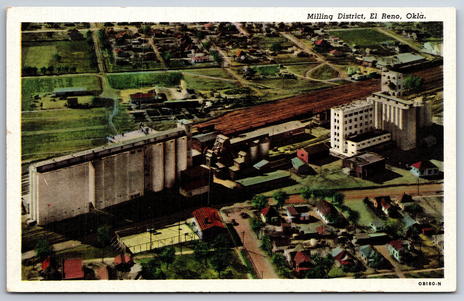 El Reno Oklahoma~Aerial View Grain Milling District~Railroad Tracks ...