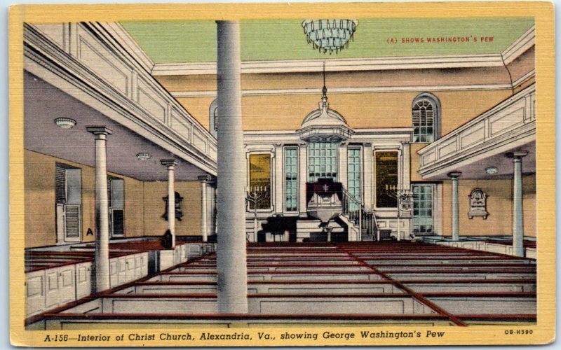 Interior of Christ Church showing George Washington's Pew - Alexandria ...