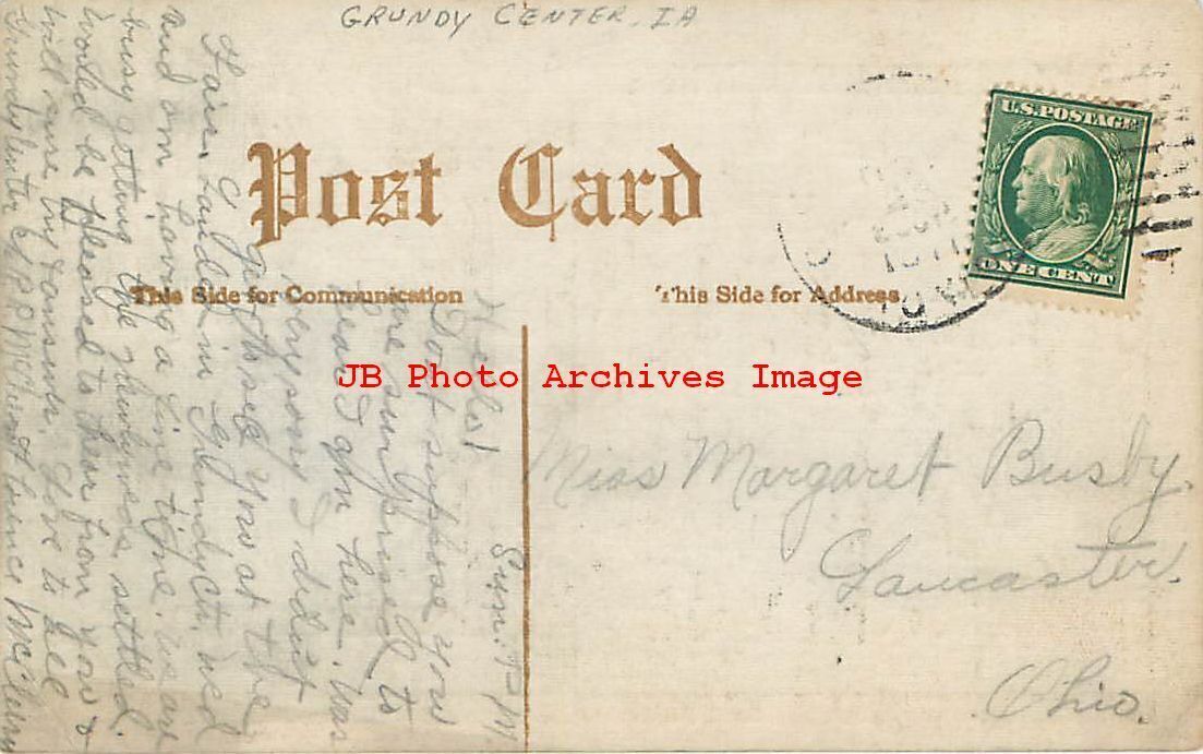 IA, Grundy Center, Iowa, Photo Mount Postcard, Main Street, 1911 PM ...