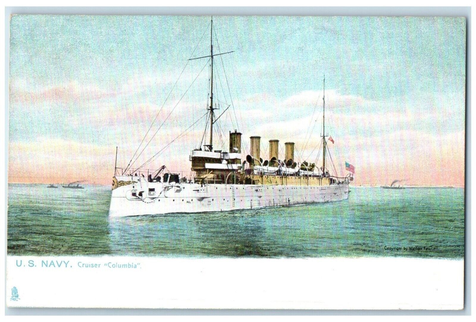 c1905 US Navy Cruiser Columbia Steamer Ship Raphael Tuck Sons Unposted ...
