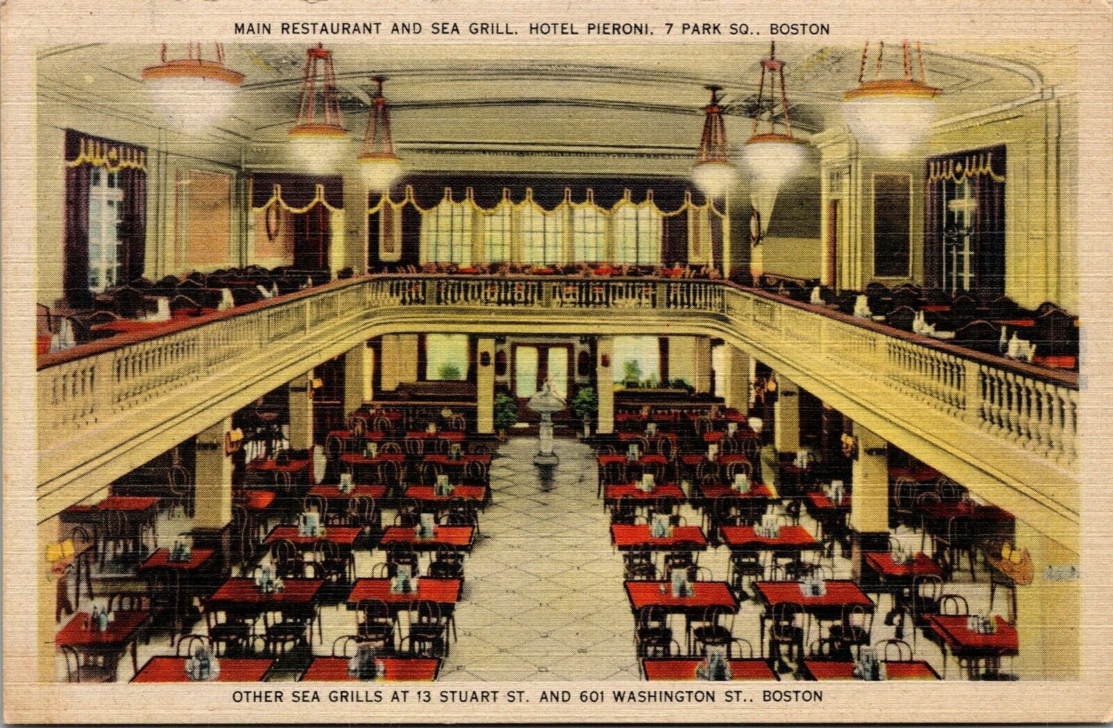 Vtg Boston Massachusetts MA Sea Grill Main Restaurant Hotel Pieroni ...