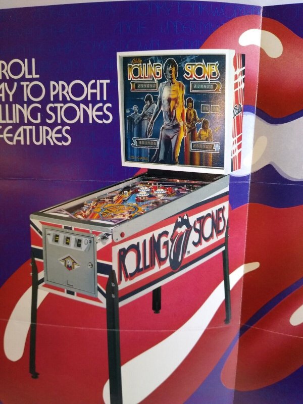 Rolling Stones Pinball Flyer Original 1980 Foldout Rock Music Artwork ...