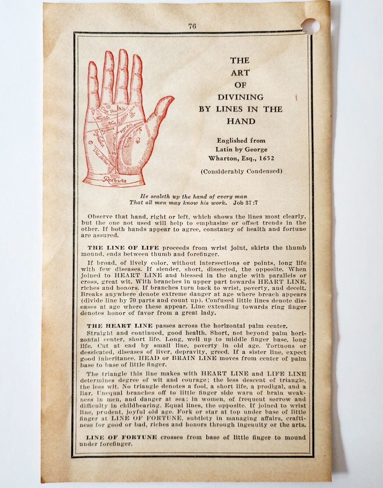 Art Of Divining By Lines In The Hand 1965 Almanac Mystic Occult Ephemera DWNN4 | Ephemera ...