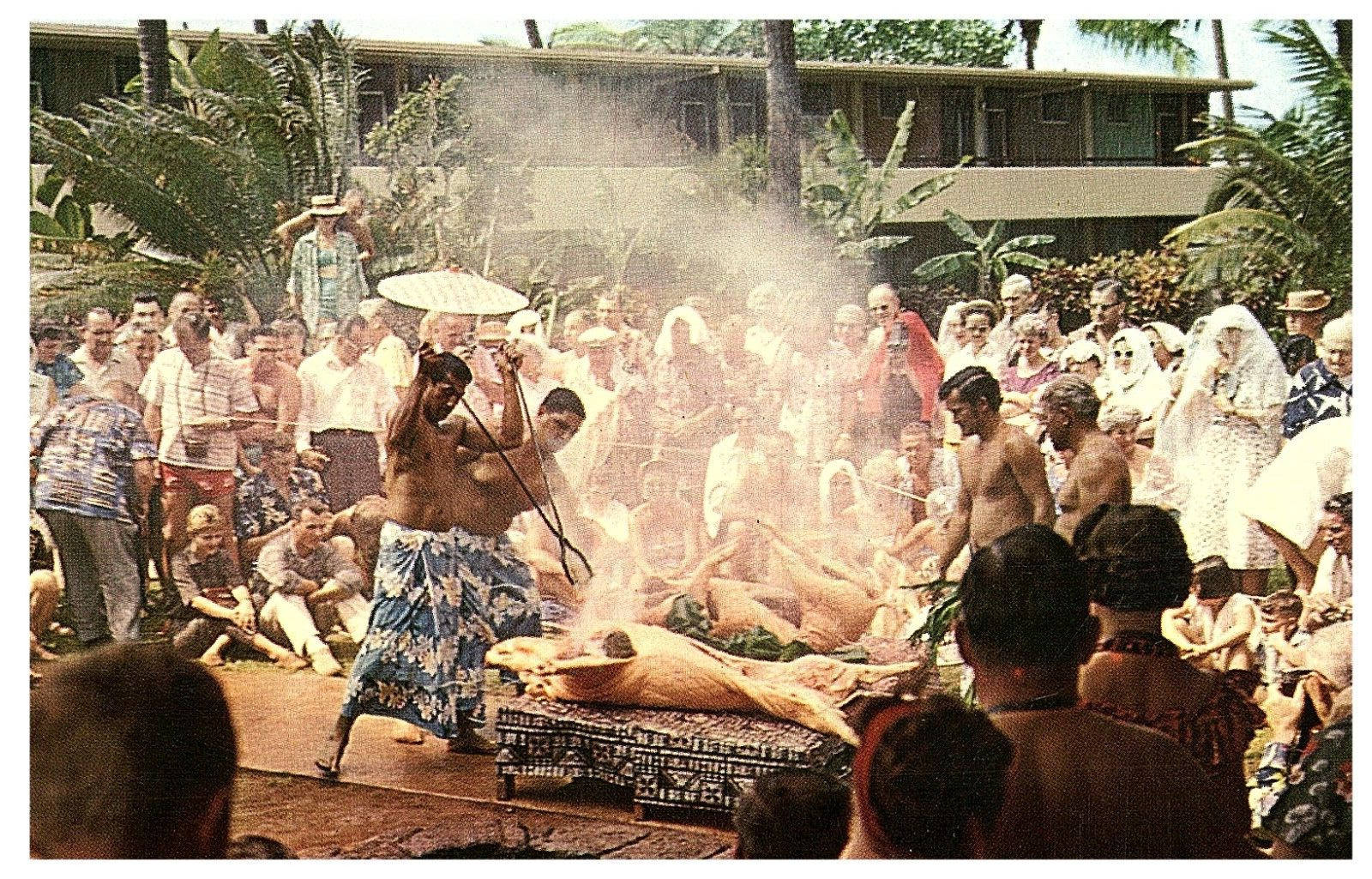 Prepping the Pig To Put In The Imu Oven For Luau Hawaii Postcard ...