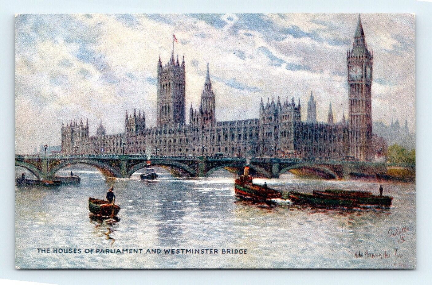 Houses of Parliament Westminster Bridge London Raphael Tuck DB Postcard ...