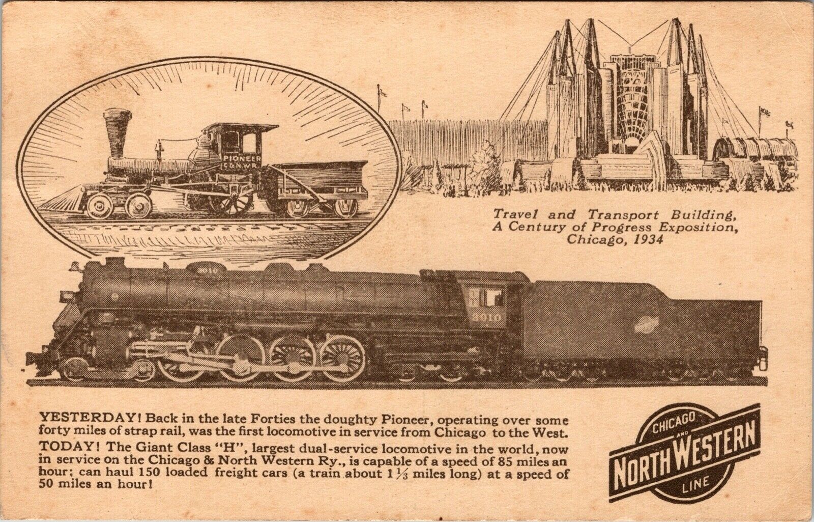 Chicago & North Western Railway Line Giant Class H Railroad Locomotive ...