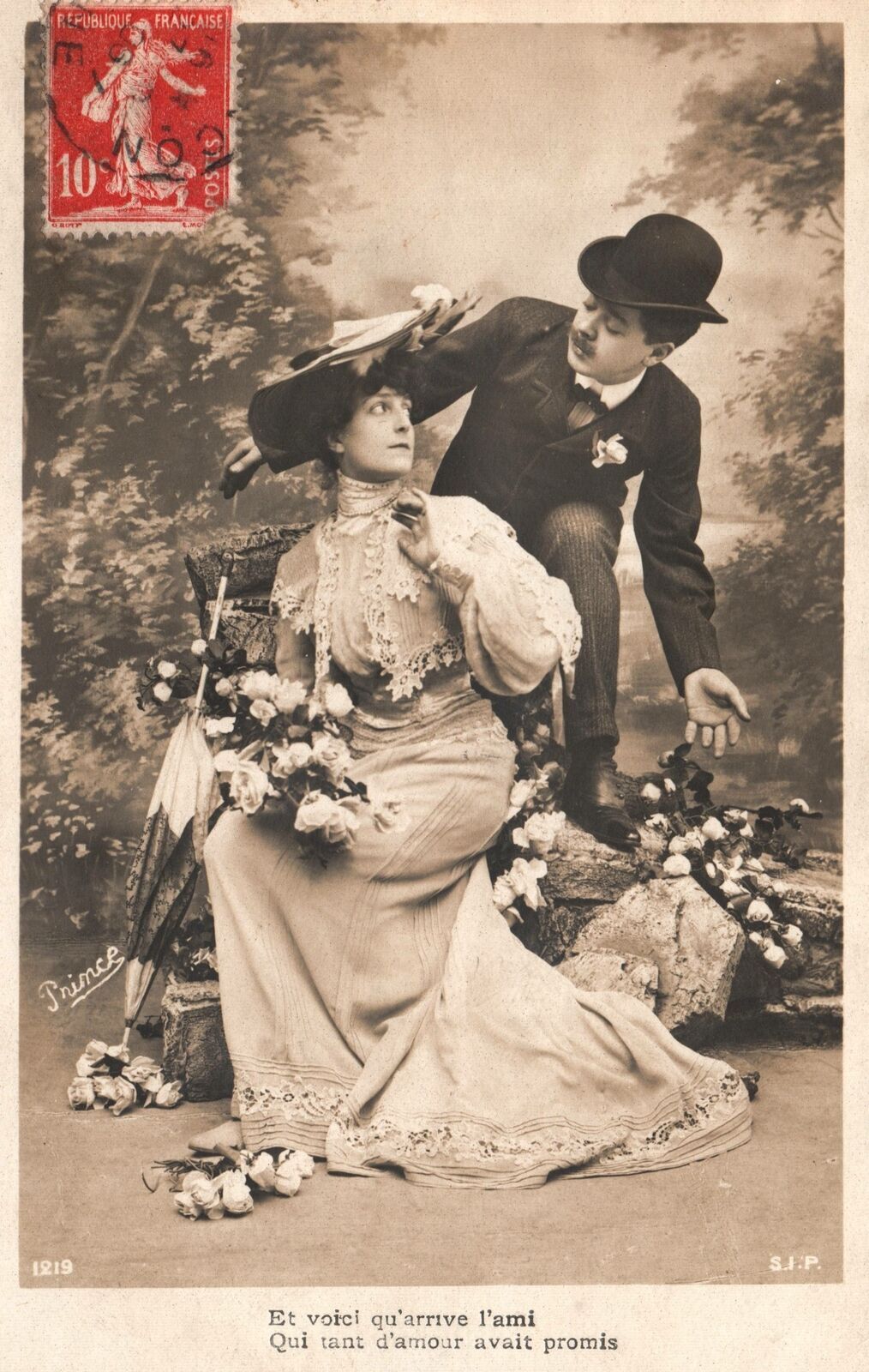 Vintage Postcard "And Your Beau Arrives as Promised With SO Much Love ...