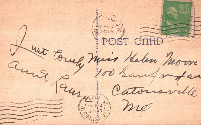 Vintage Postcard 1941 Colonial Coach & Four Horse Carriage Williamsburg ...