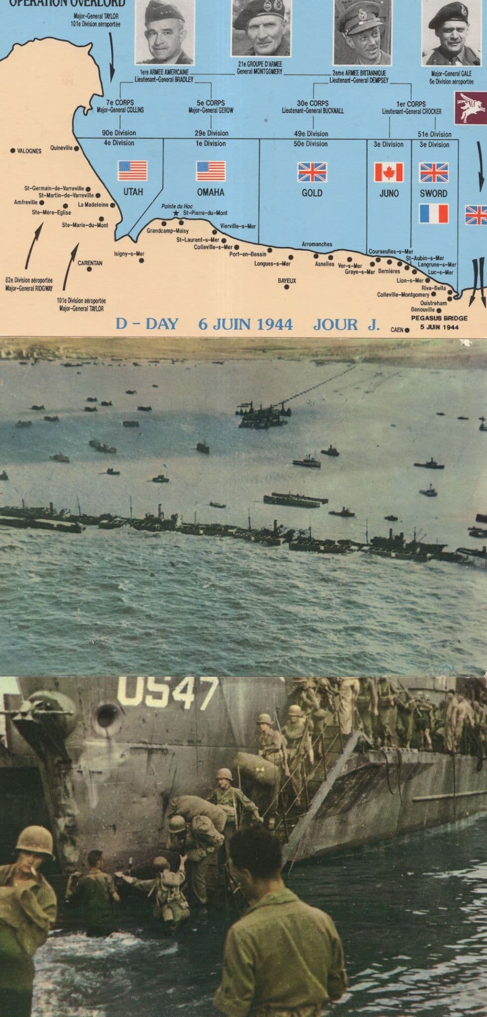 Normandy Landings Map WW2 3x French War Rare Postcard s | Topics ...