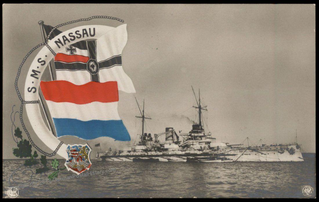 German WWI Navy Ship SMS Nassau RPPC Color Flag 81809 | Europe ...