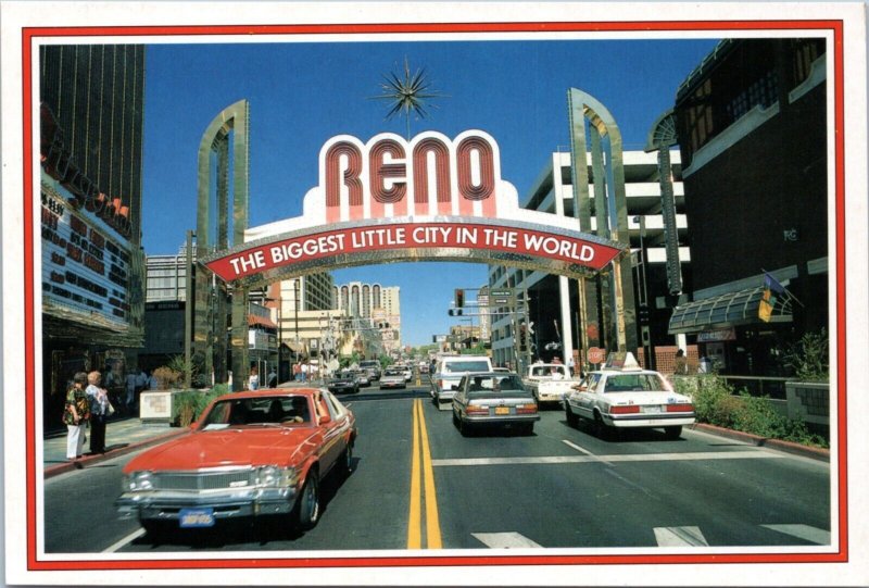 Postcard NV Reno arch daytime view with cars | United States - Nevada ...