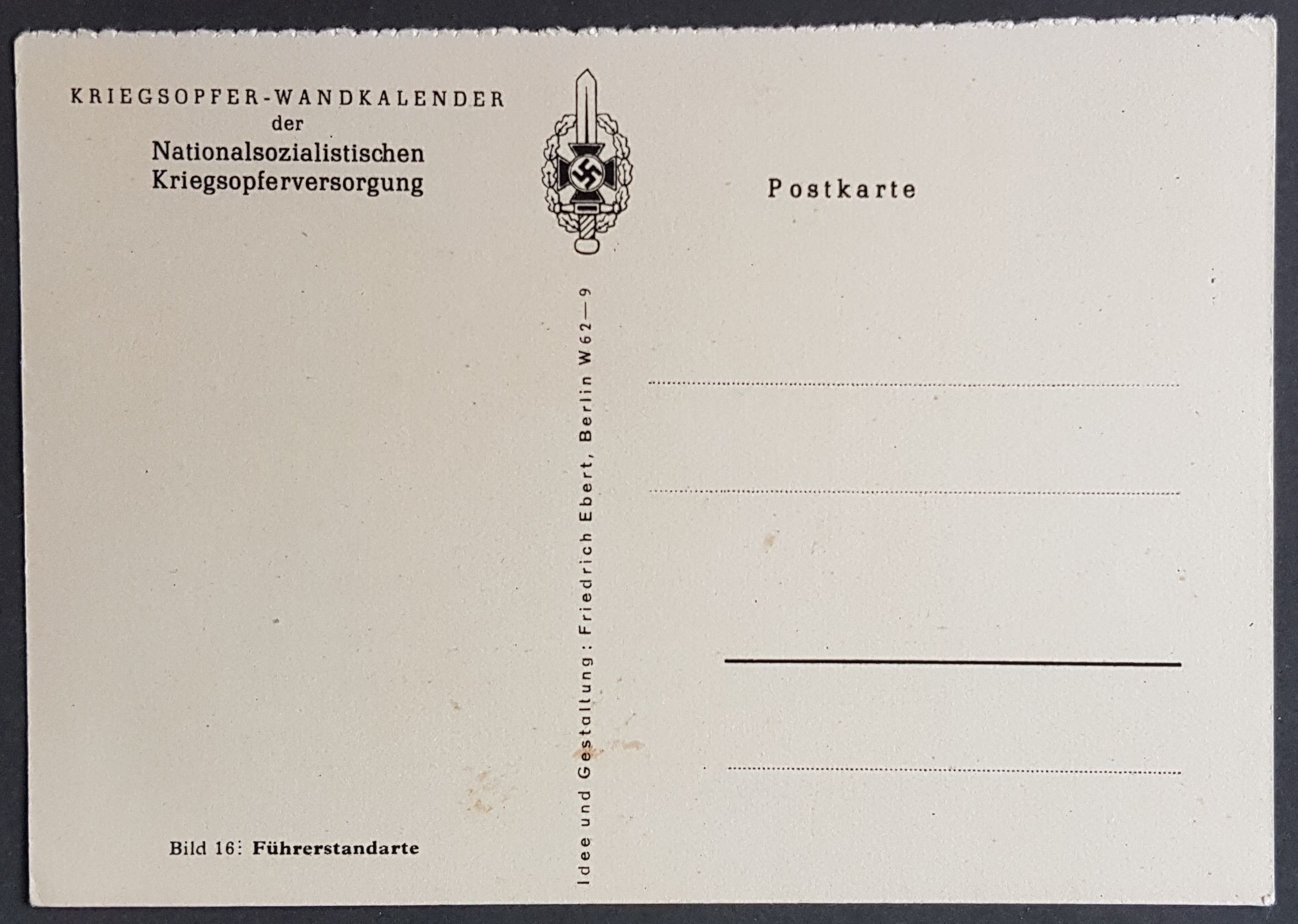 Germany Third 3rd Reich Original Nazi Postcard WW2 Fuhrer Standard ...