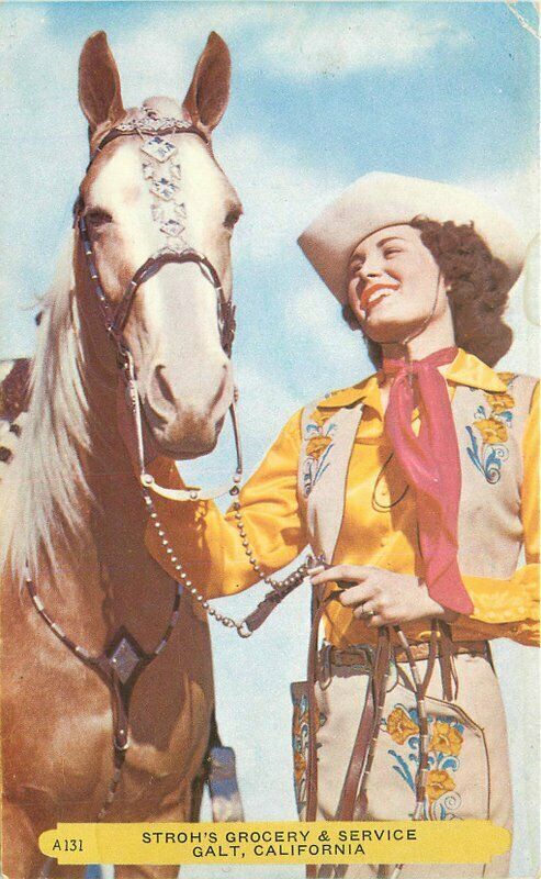 1950s Sexy Cowgirl Horse Rembrant Noble Artist impression Postcard 21 ...