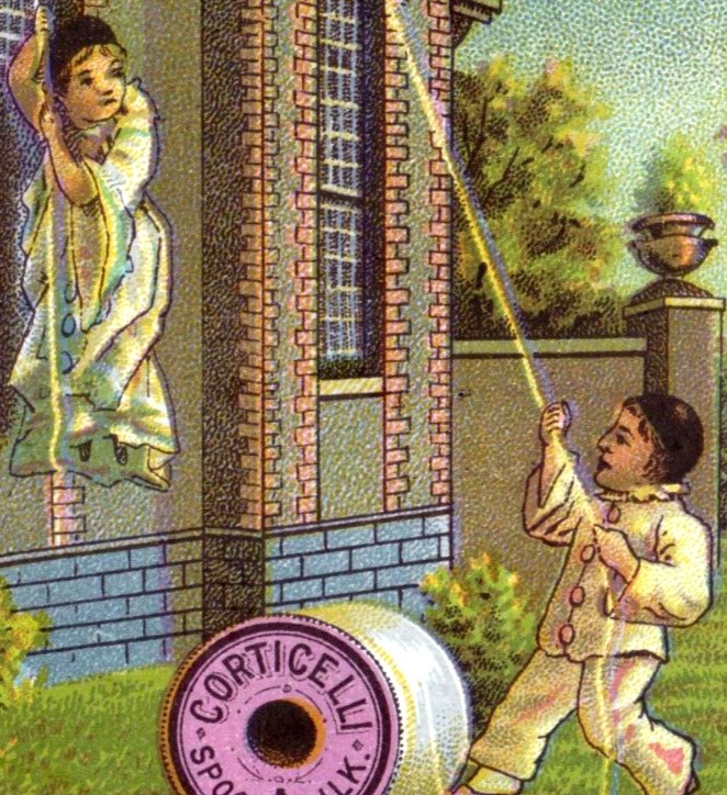 1880s Nonotuck Silk Co. Corticelli Thread Clowns Crescent Faced Moon ...