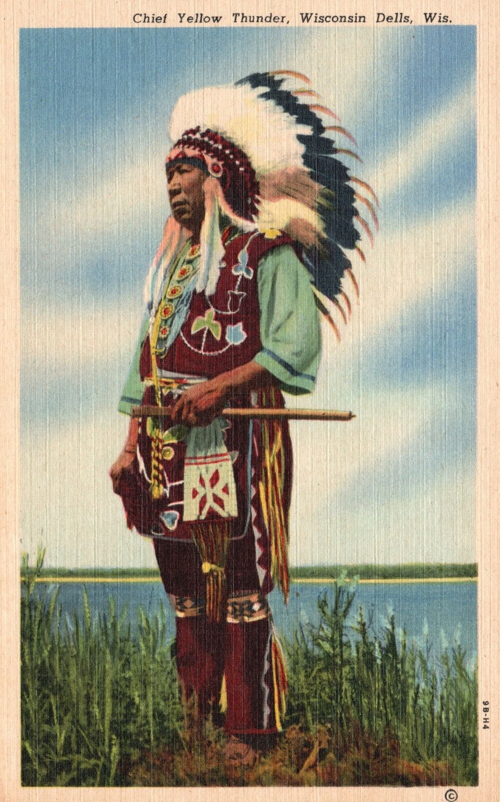 Vintage Postcard Chief Yellow Thunder Wisconsin Dells Traditional ...