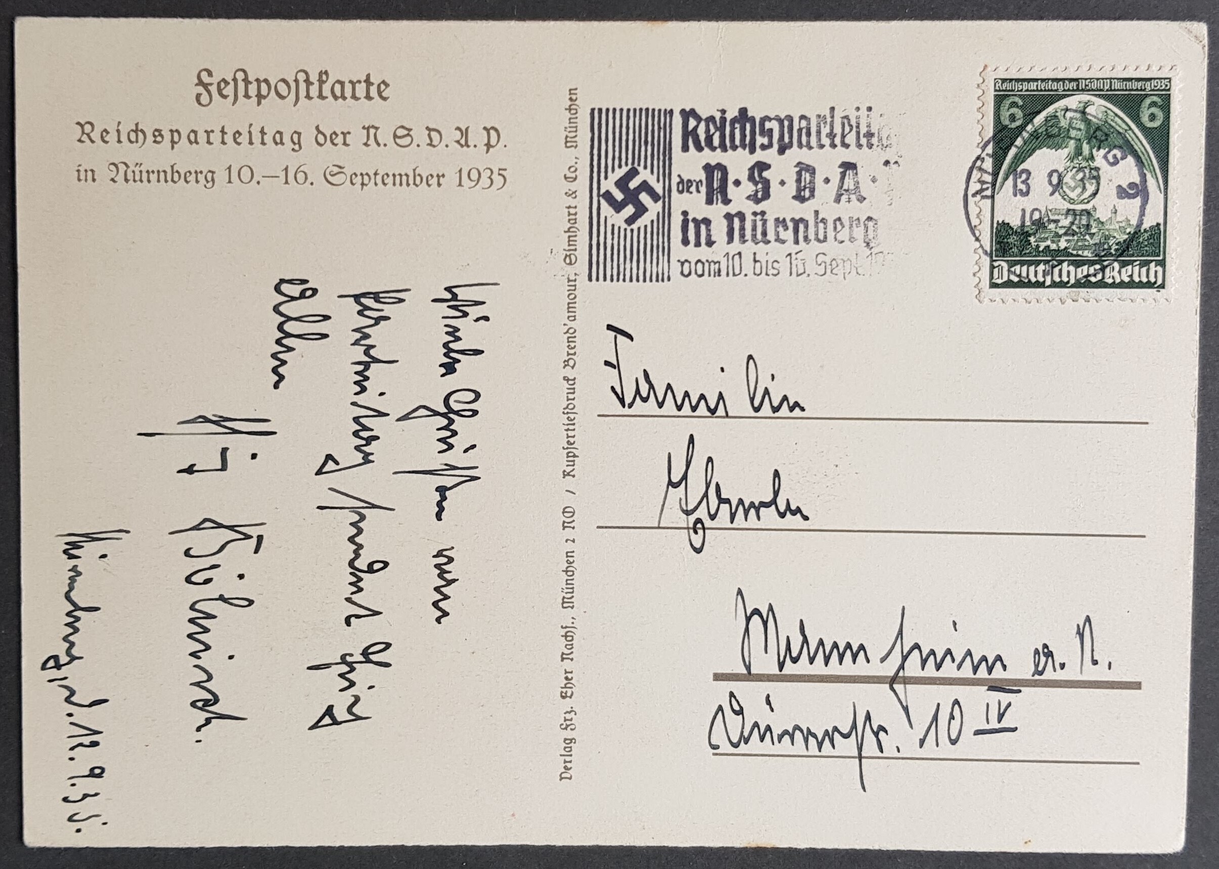 Germany Third Reich Original Nazi Propaganda Postcard Nsdap Nurnberg ...