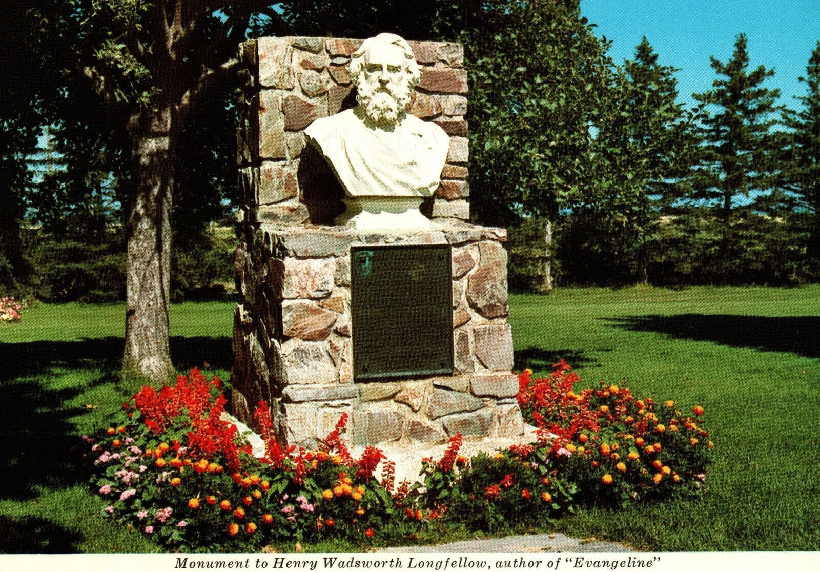 Continental Size Postcard Monument to Henry Wadsworth Longfellow of "Evangeline" | Other ...