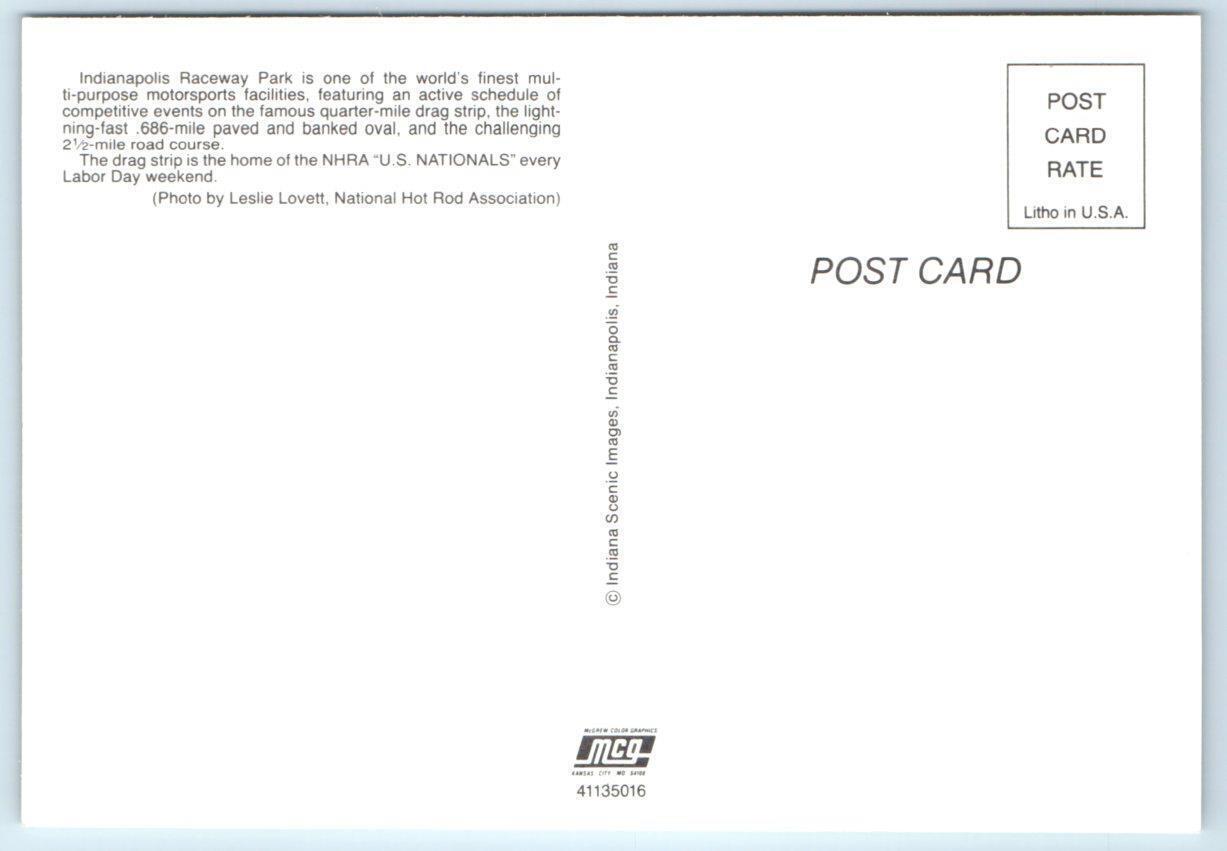 2 Postcards INDIANAPOLIS RACEWAY PARK, Indiana IN ~ Cars DRAG RACES 4 ...