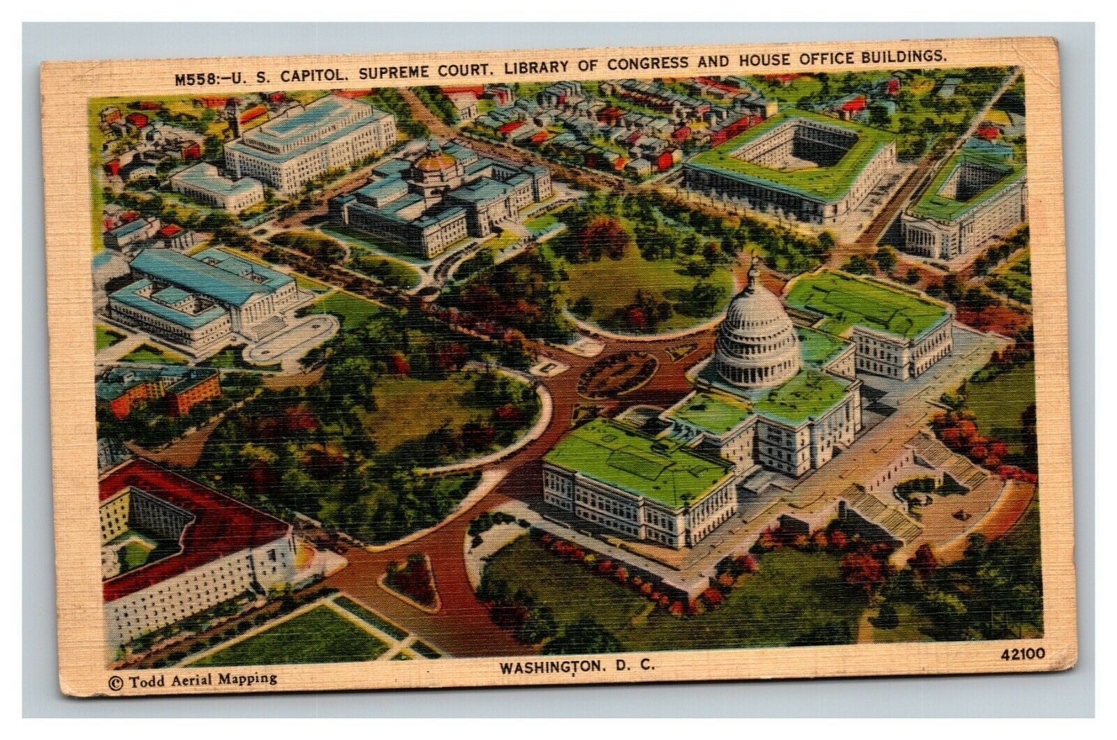 Vintage 1940 Postcard US Capitol Supreme Court Library of Congress ...