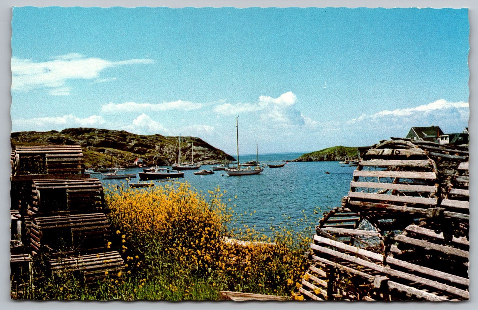 Monhegan Harbor Maine ME Boats Postcard UNP VTG Scalloped Unused ...