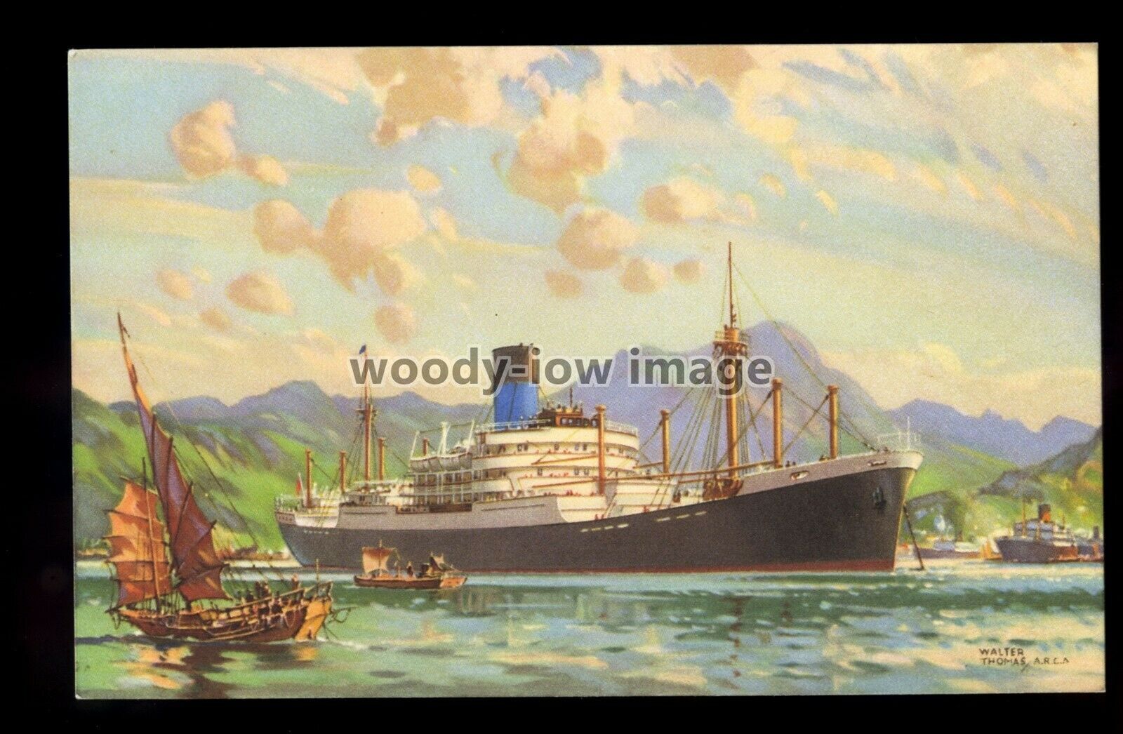 ca0061 - Blue Funnel Cargo Ship - Anchises class - Walter Thomas artist ...