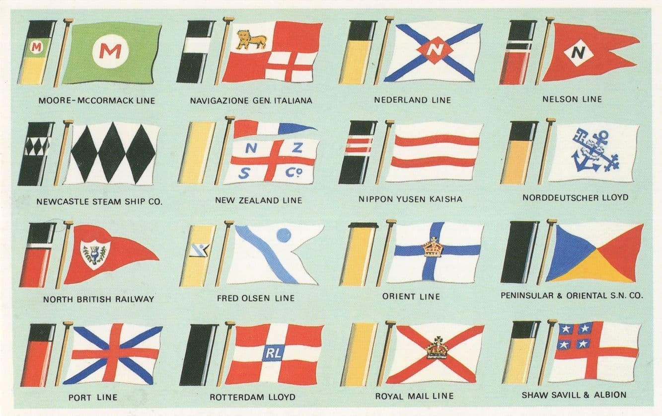 Moore McCormack Line Nederland Port Fred Olsen Line Ship Flag Postcard ...
