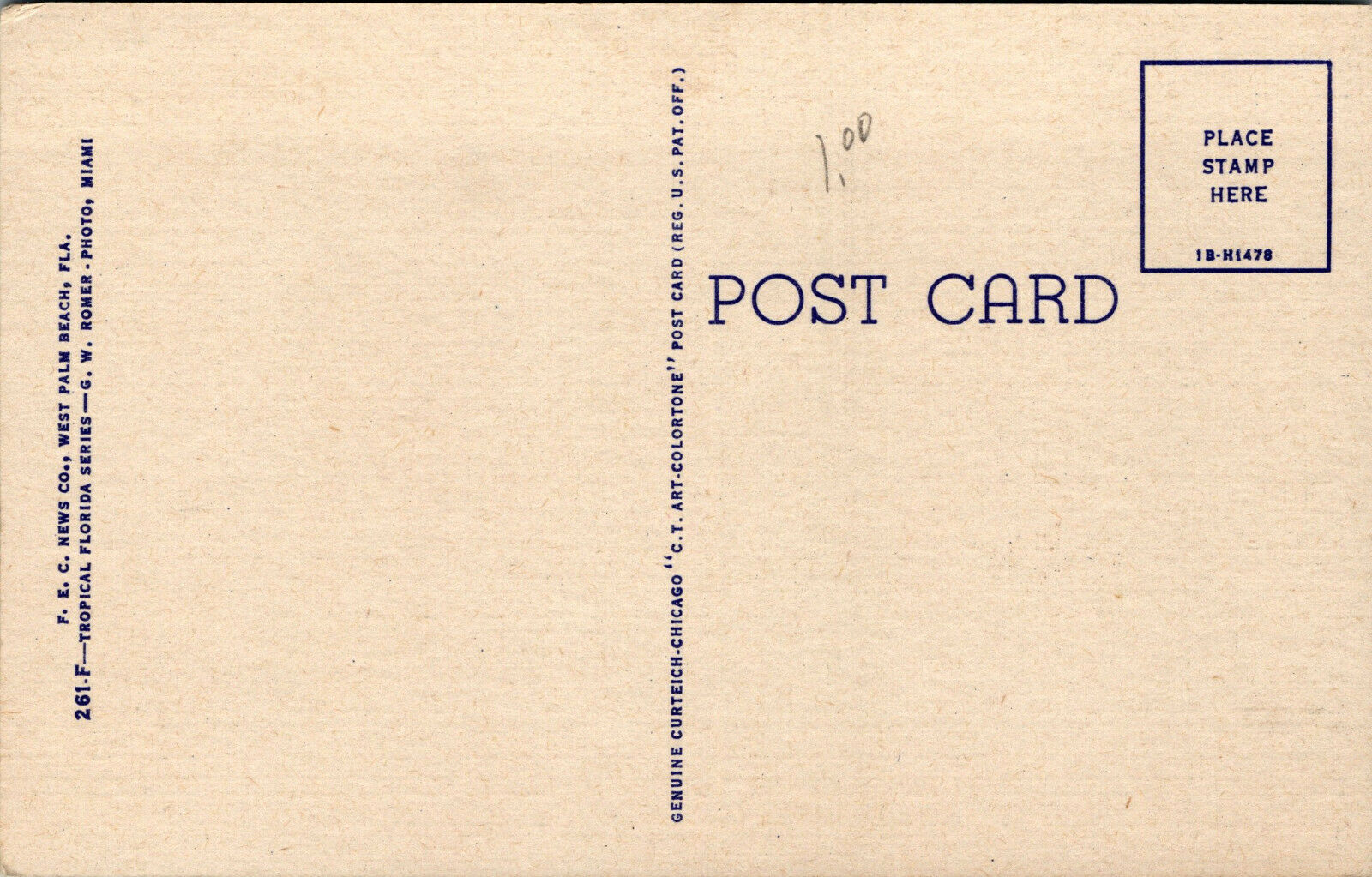 Vtg 1940s A Coconut Tree in Miami Beach Florida FL Unused Linen ...