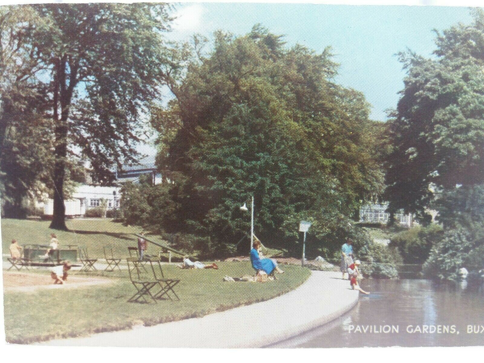 Vtg Postcard The Pavilion Gardens Buxton Sandpit Roundabout Pond ...