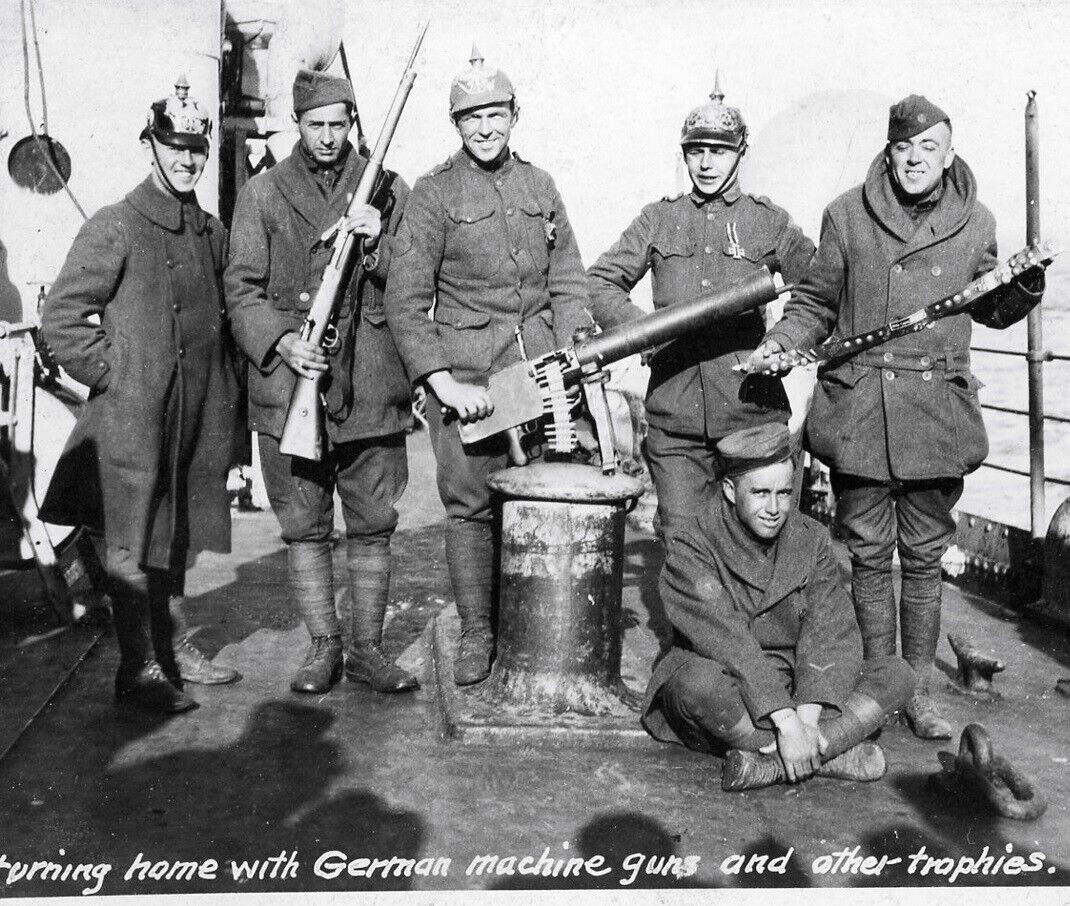 WWI German Machine Gun Iron Cross Helmet Bring Back War Trophies ...