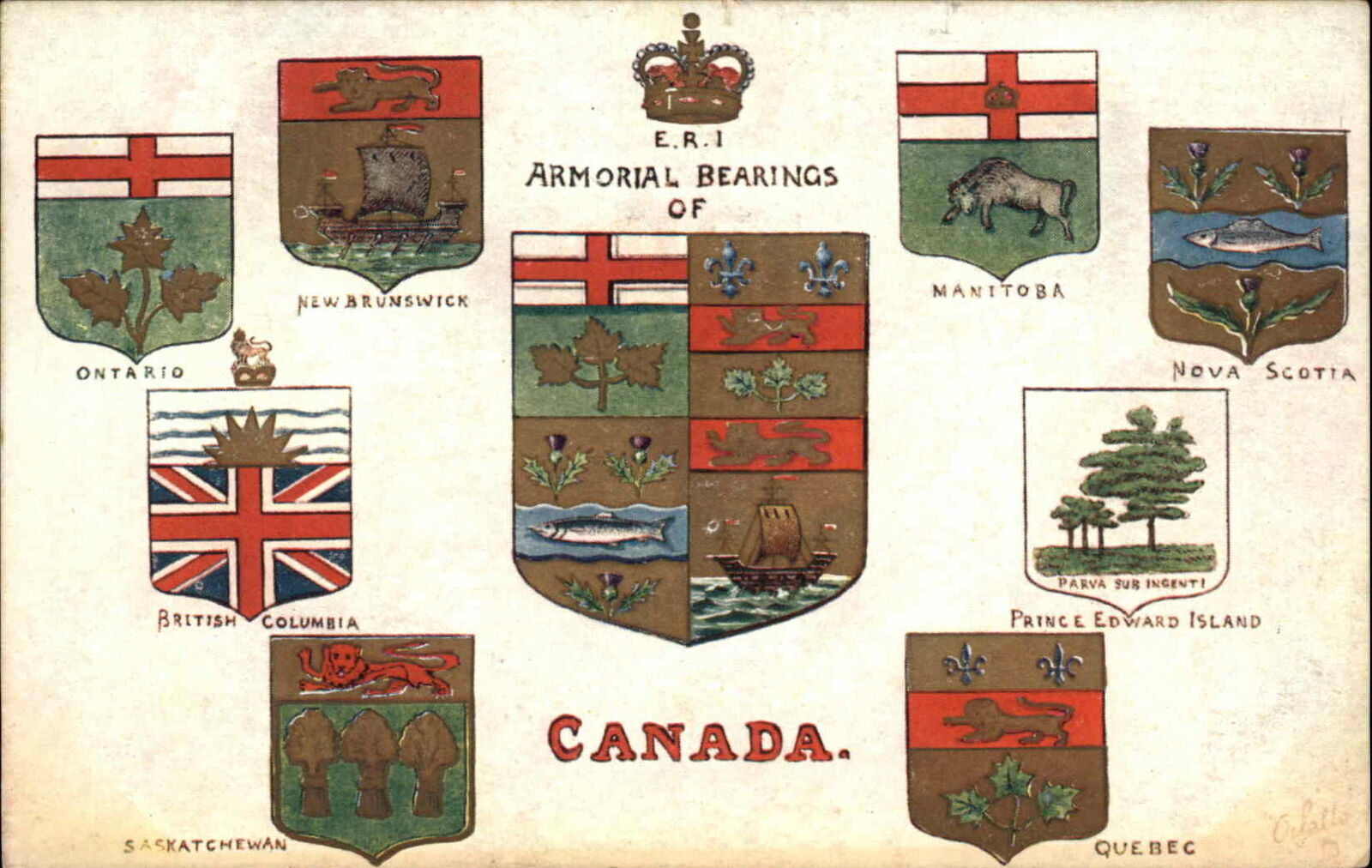 Canada Province Shields Crests Coats of Arms TUCK c1910 Postcard ...