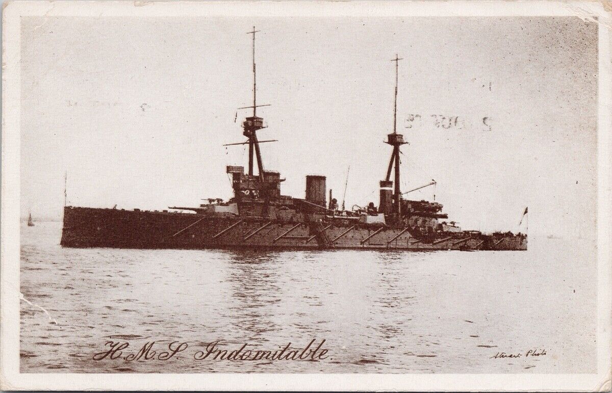 HMS Indomitable Ship Royal Navy Stuart WB Series Litho Postcard H32 ...