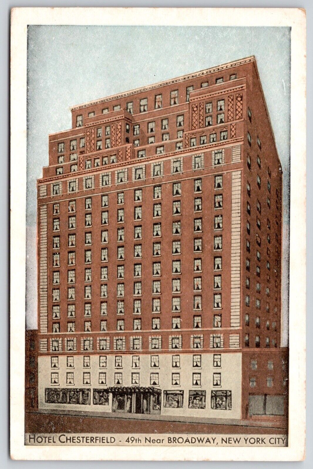 Hotel Chesterfield Broadway New York City Street View NY Vintage UNP ...