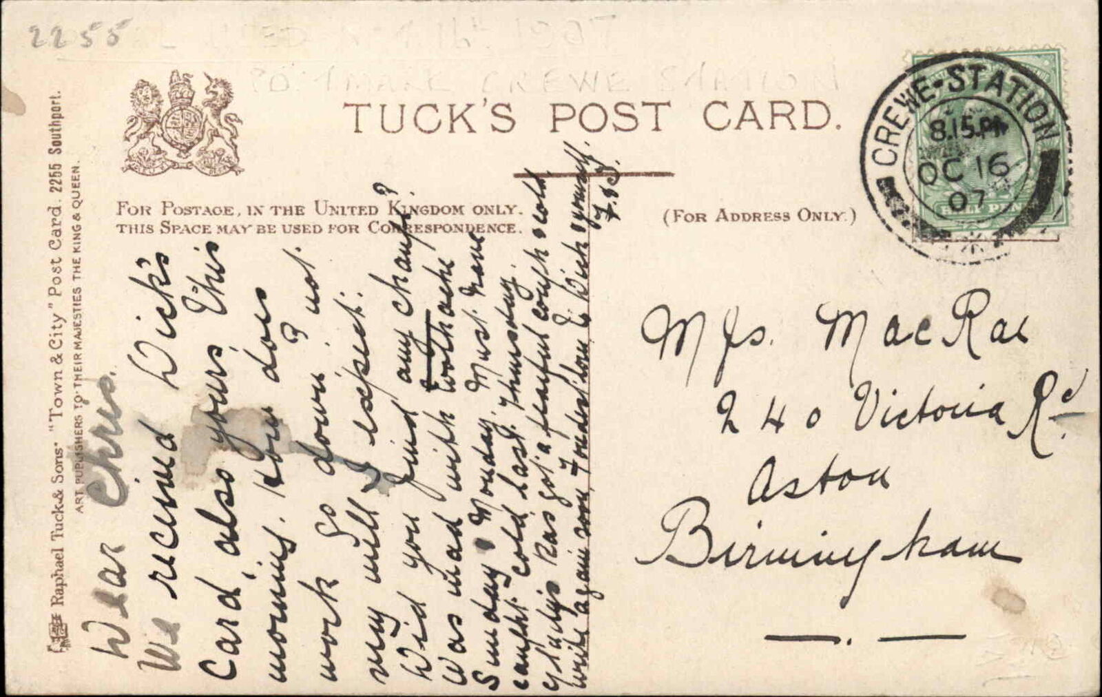 Antique PC TUCK SOUTHPORT LANCASHIRE Trolley Double Decker Streetcar ...