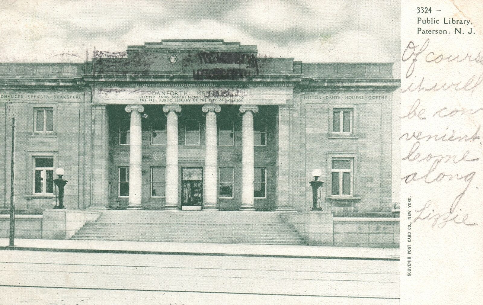 Vintage Postcard 1906 Public Library Historical Building Paterson New ...