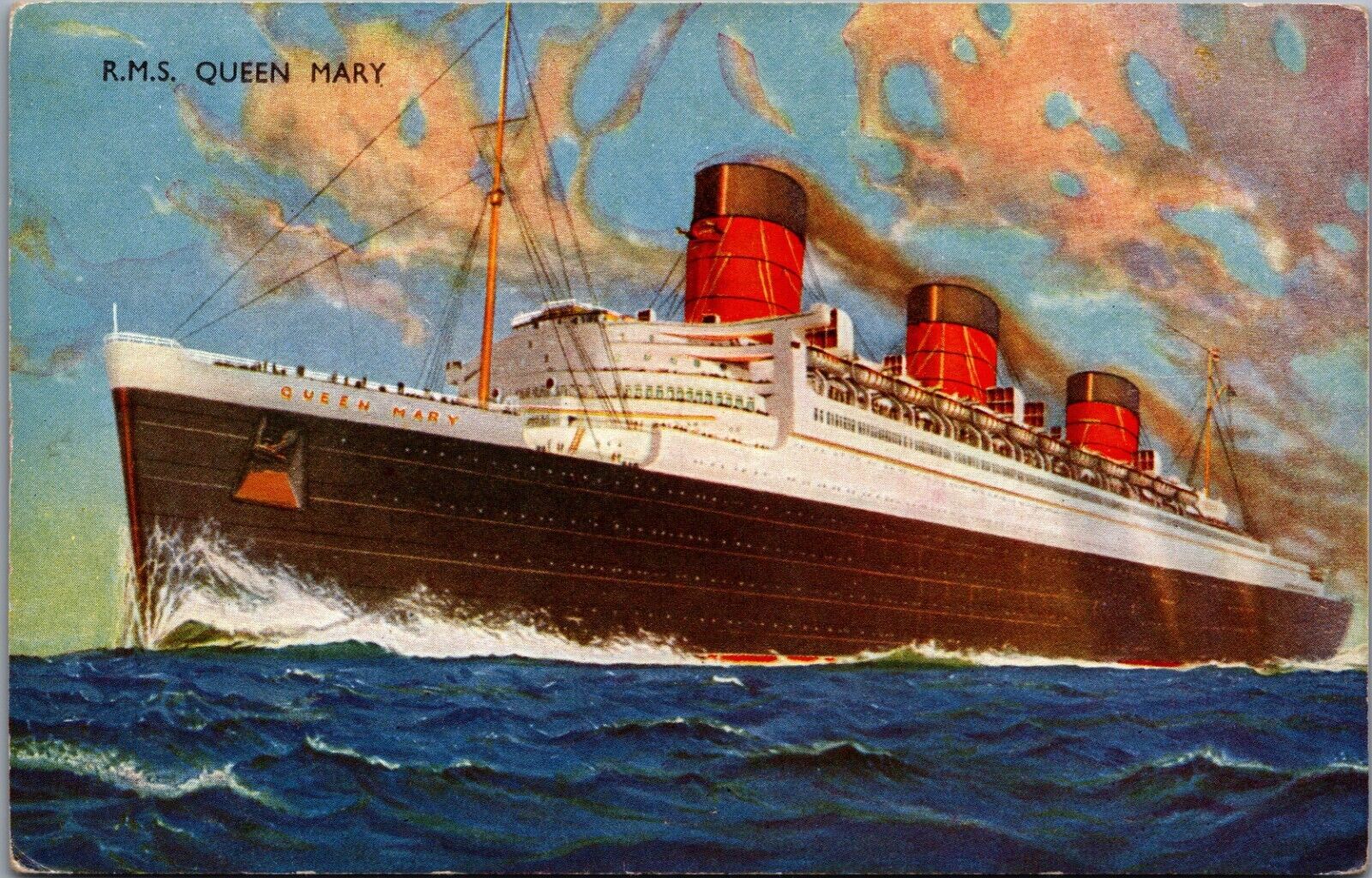 RMS Queen Mary Ocean Liner Steamship Vintage Postcard 09.93 | Other ...