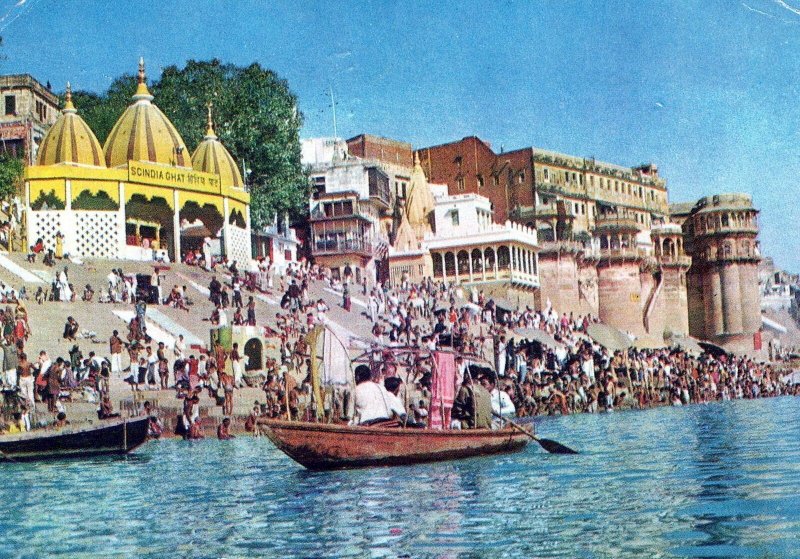 Vintage Continental Size Postcard Sindhia Ghat Varanasi India | Asia ...