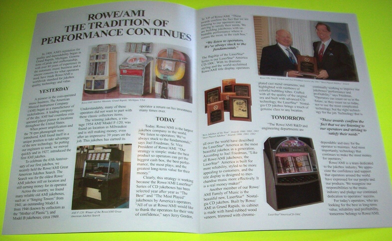 Rowe AMI Original 1993 Jukebox Sales Flyer 16 Models + LaserStar ...