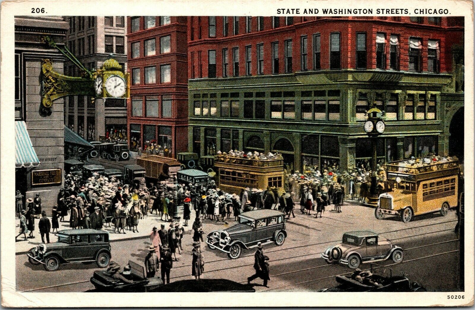Vtg Chicago IL State & Washington Streets Busy Street View 1920s ...