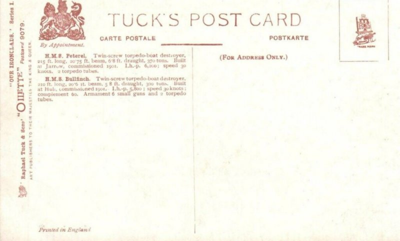 WWI British Royal Navy HMS Peterel & Bullfinch Torpedo Boat Raphael ...