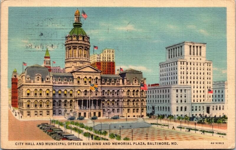 City Hall Municipal Office Building Memorial Plaza Baltimore MD Linen ...