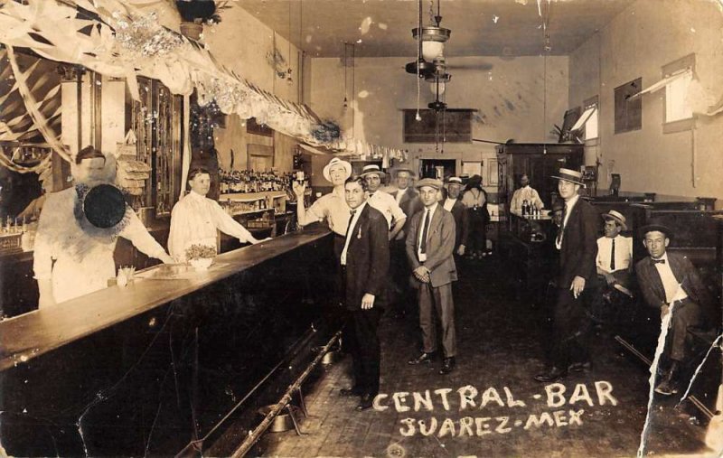 Juarez Chihuahua Mexico interior view Central Bar real photo pc ...