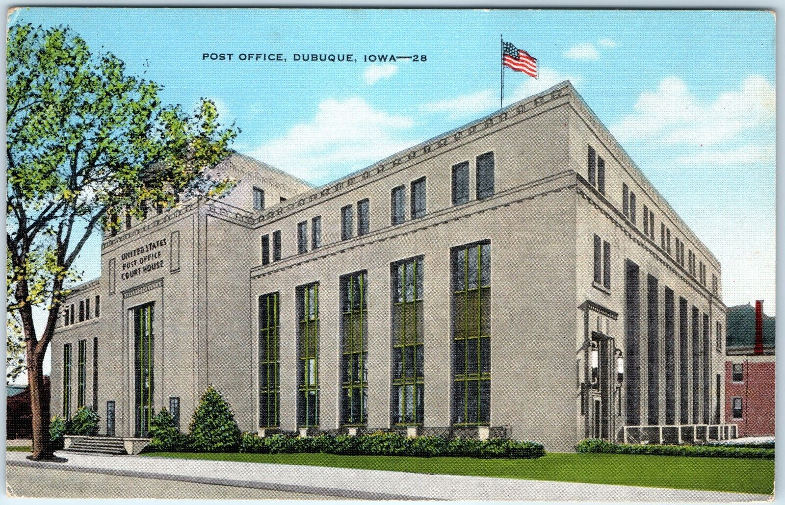 c1940s Dubuque, IA Post Office Court Building Linen PC Art Deco ...