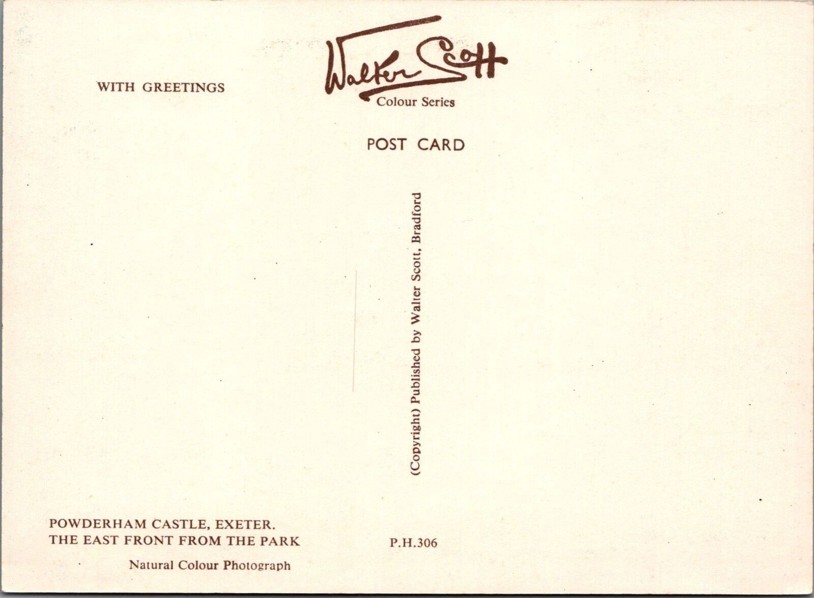 Devon Postcard - Powderham Castle, Exeter, East Front From The Park ...