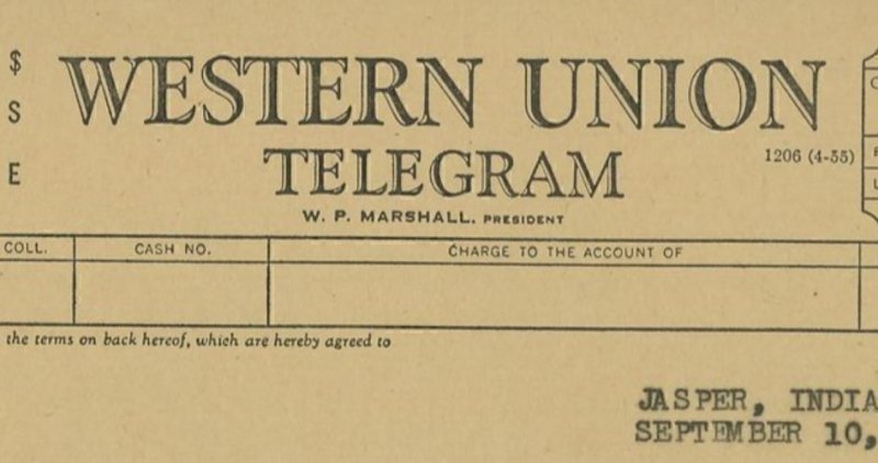 1958 Western Union Telegram Wilmington Iron Works North Carolina ...