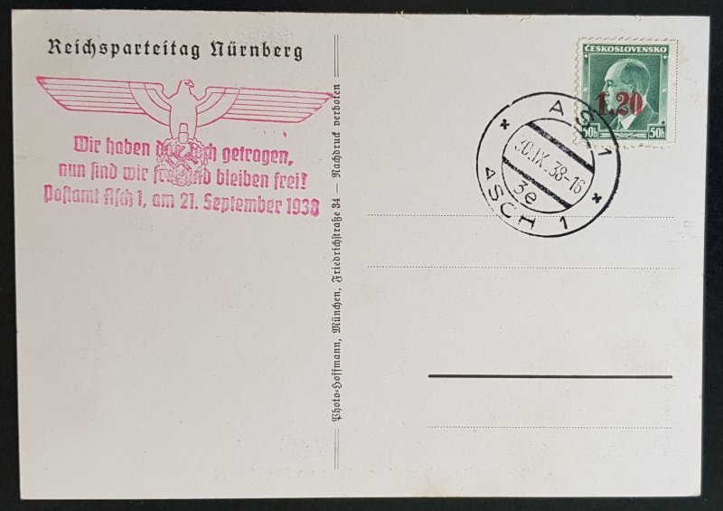 3rd Third Reich Nsdap Original Propaganda Postcard Nuremberg Rally 1938 ...