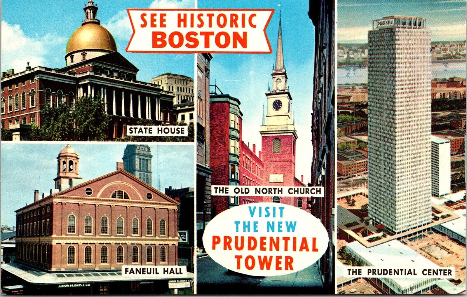 See Historic Boston Multiview State House Faneuil Hall Postcard VTG UNP ...