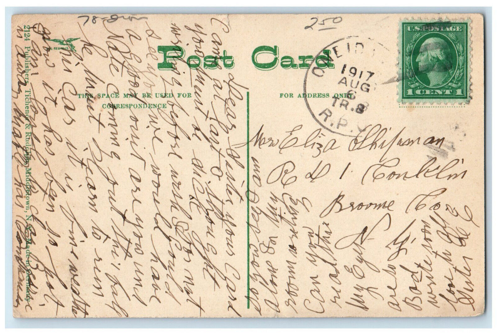 1917 The Manor House Livingston Manor New York NY RPO Posted Postcard ...