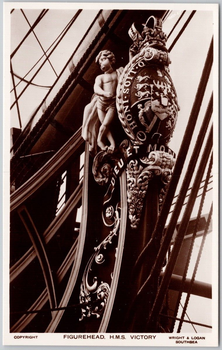 HMS 'Victory' Figurehead Royal Navy Ship Wright & Logan RP Postcard H66 ...