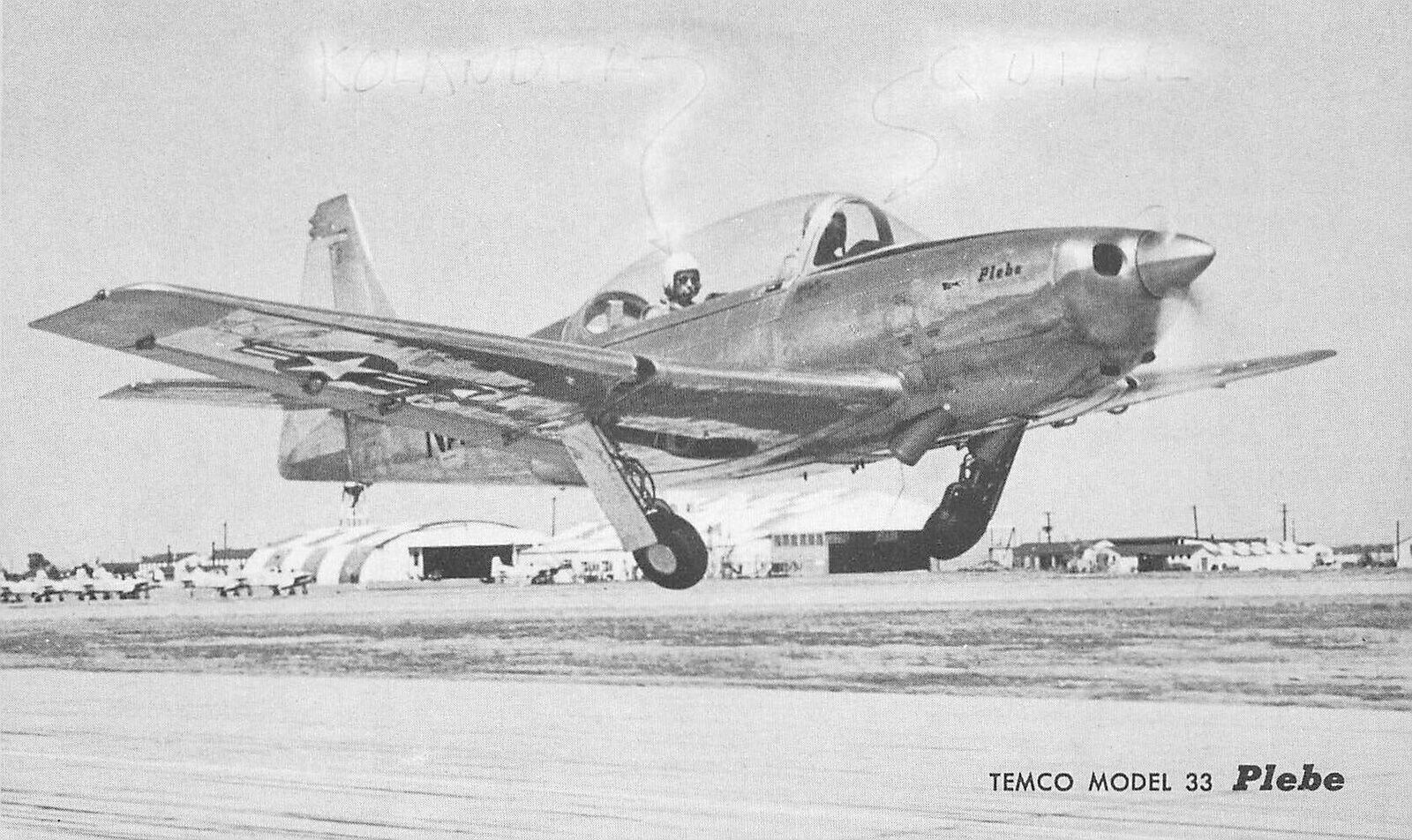 Postcard 1950s Military Aircraft Temco's Plebe Model 33 22-14062 ...